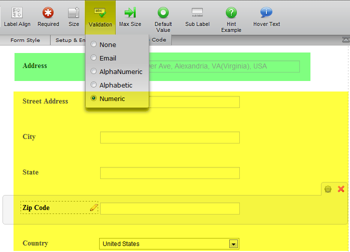 How To Set Numeric Validation For Postal Zip Code Field JotForm