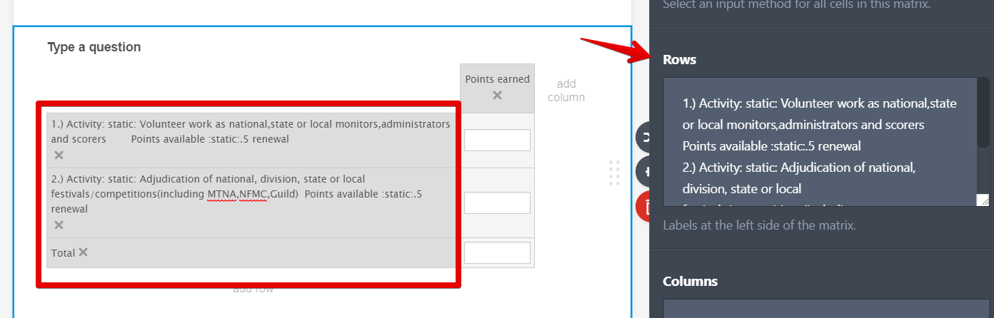Documentation Table With Multiple Columns Of Text And One Input