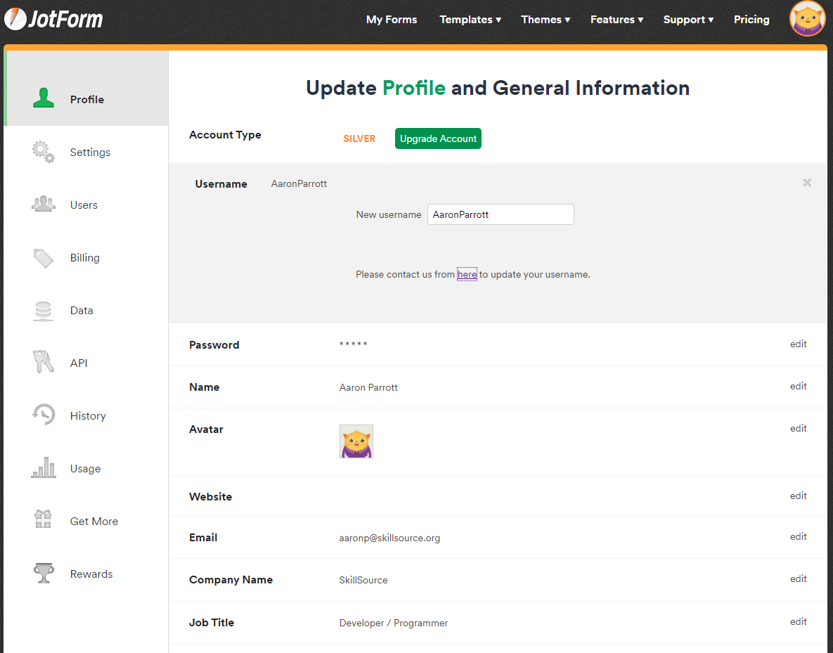 Accounts: username change request