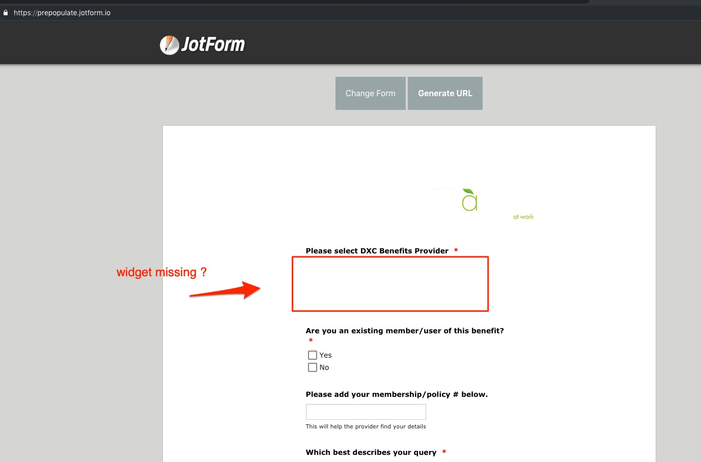 prepopulating dropdown widget
