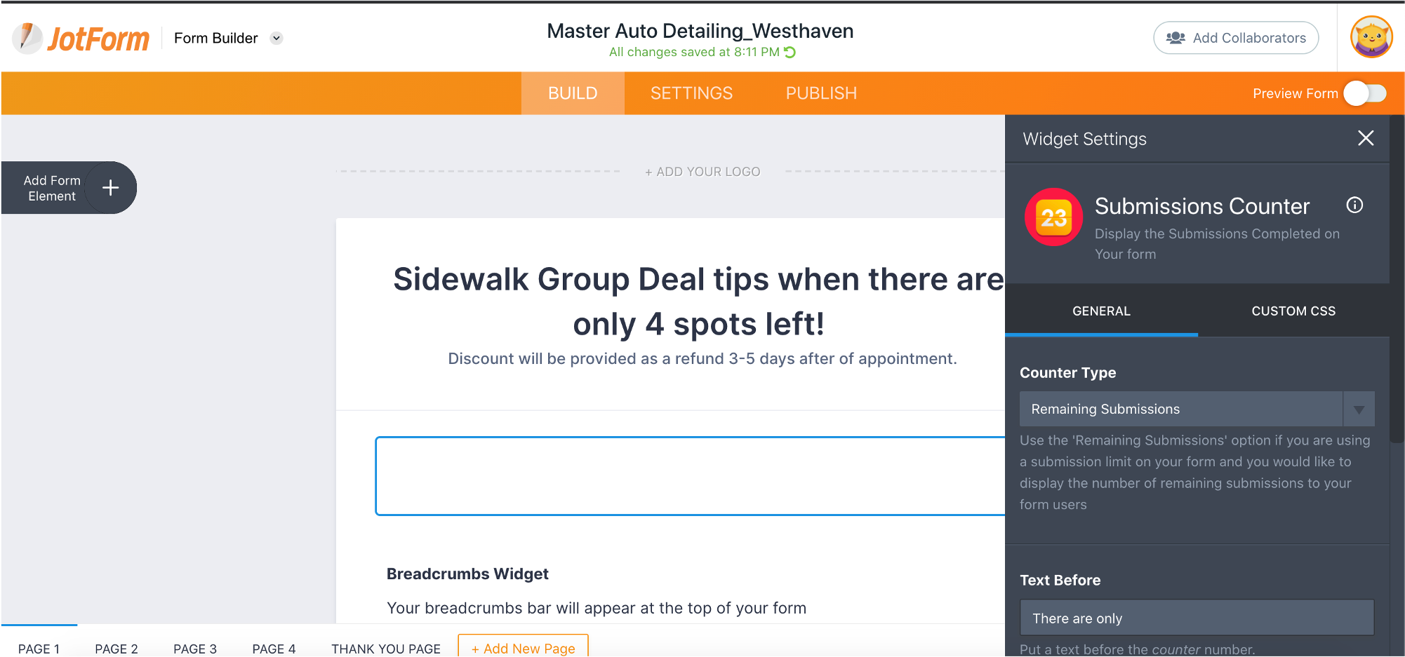 Submission Counter widget is not working