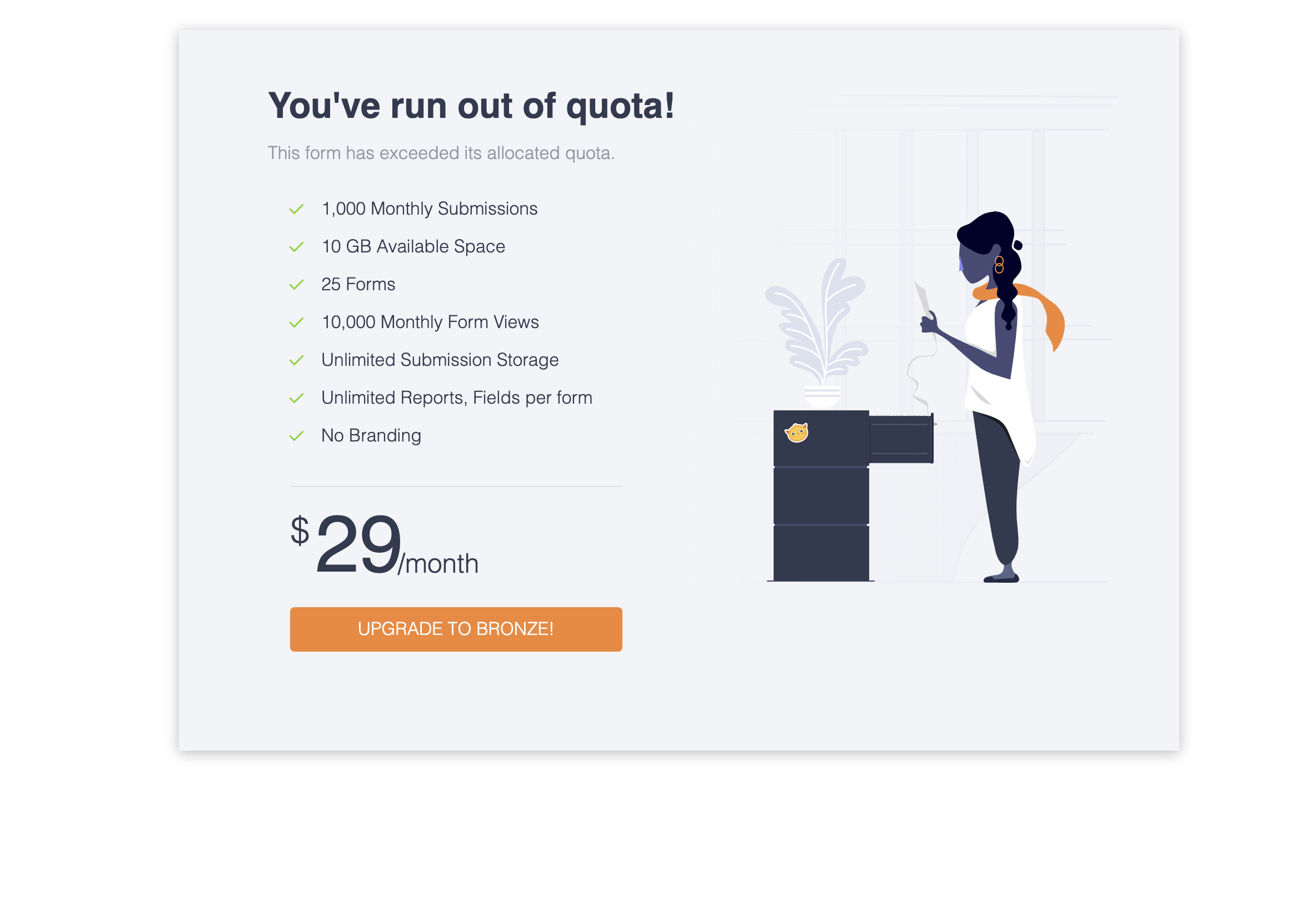 I have deleted the upload space still getting the "Form Over Quota" message