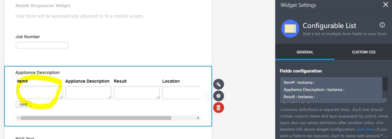 Changing box size in a Configurable List
