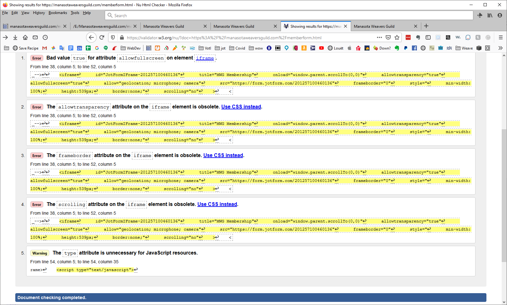 3c Validation On Iframe Returns Errors 