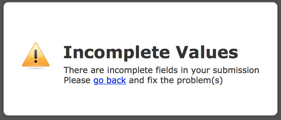 Submissions: Incomplete Values