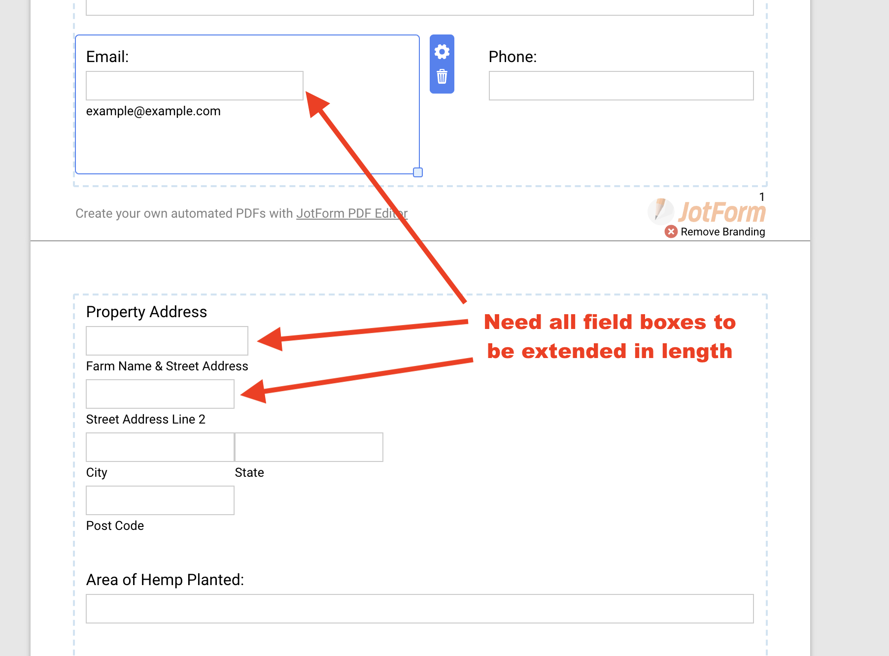 PDF Editor: Ability to Extend length of Field Boxes