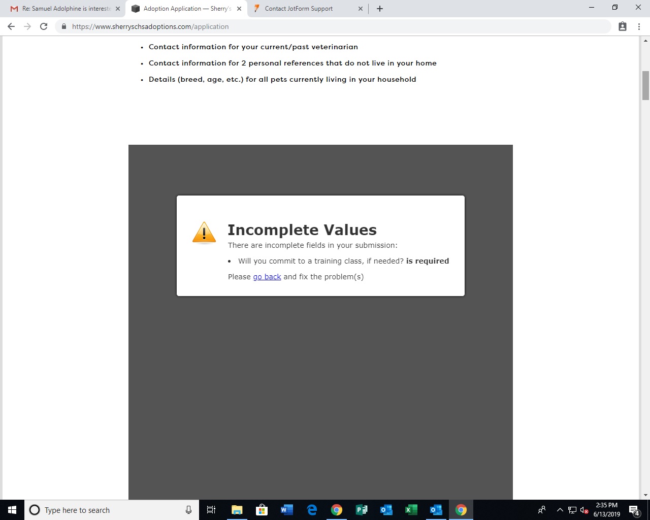Form Submitting Getting Incomplete Values Error On Submitting