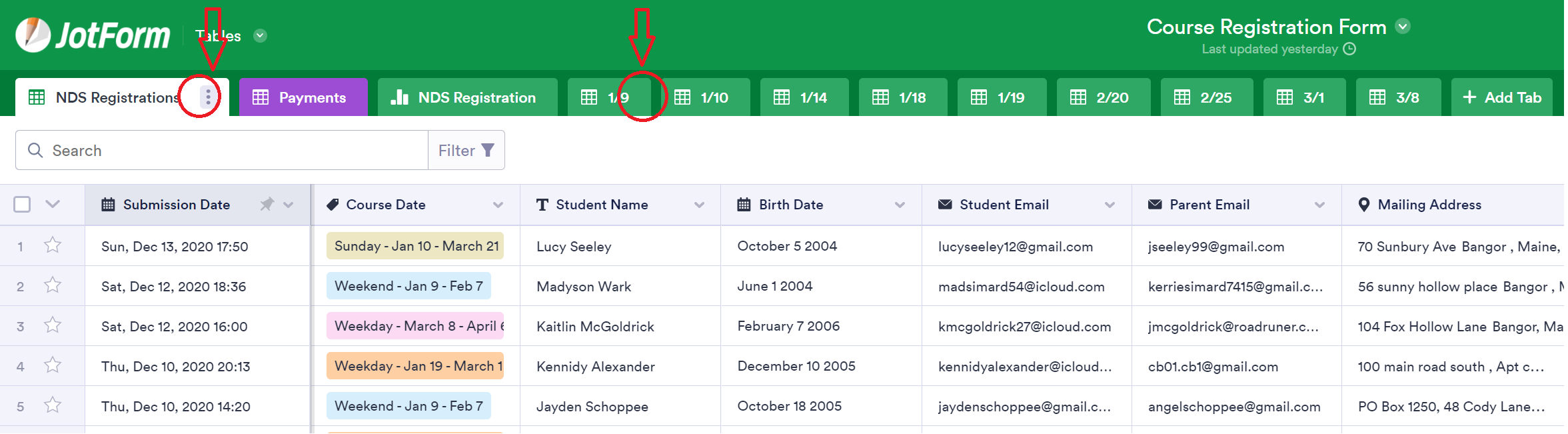 JotForm Tables: entries counter is not showing on tabs