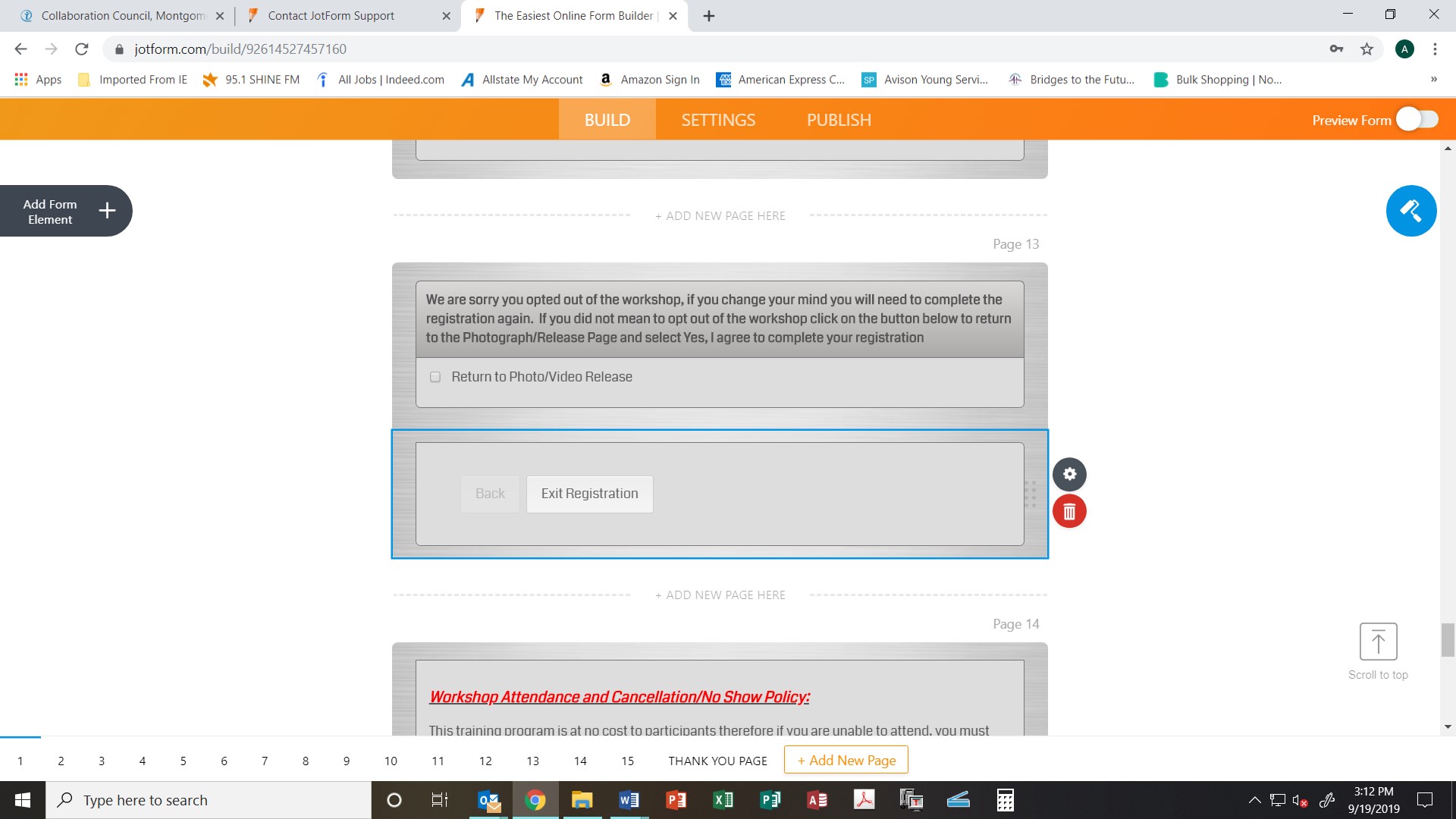 Create a button that clears and closes the form automatically