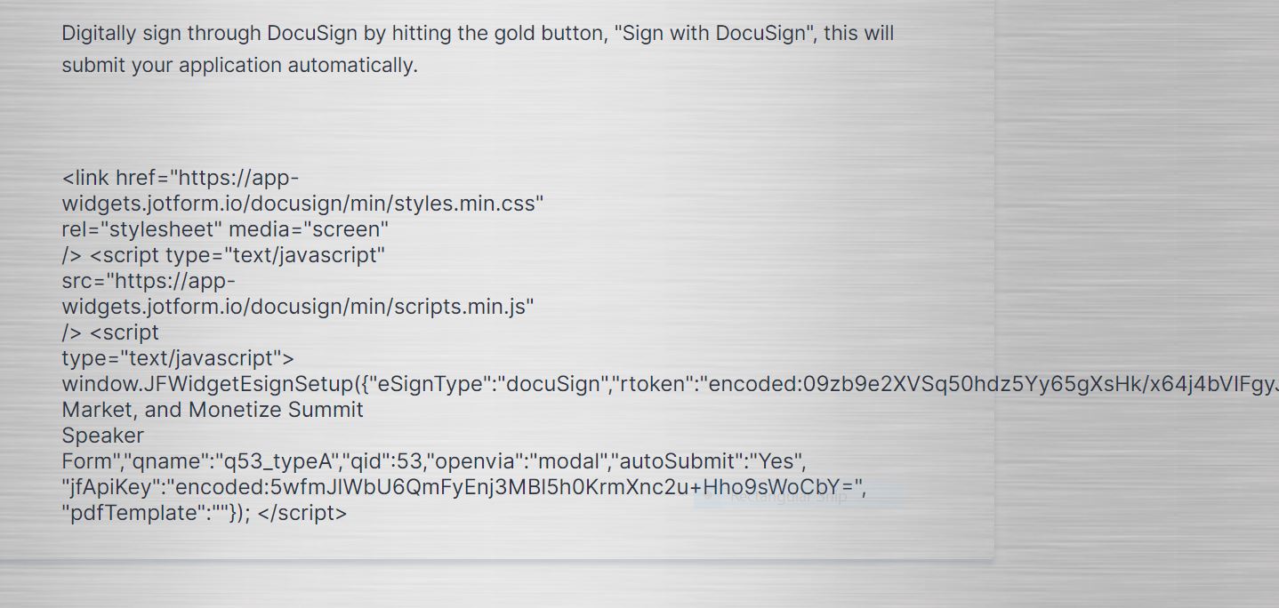 DocuSign widget broken