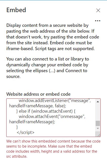 How can I successfully embed a form in SharePoint?