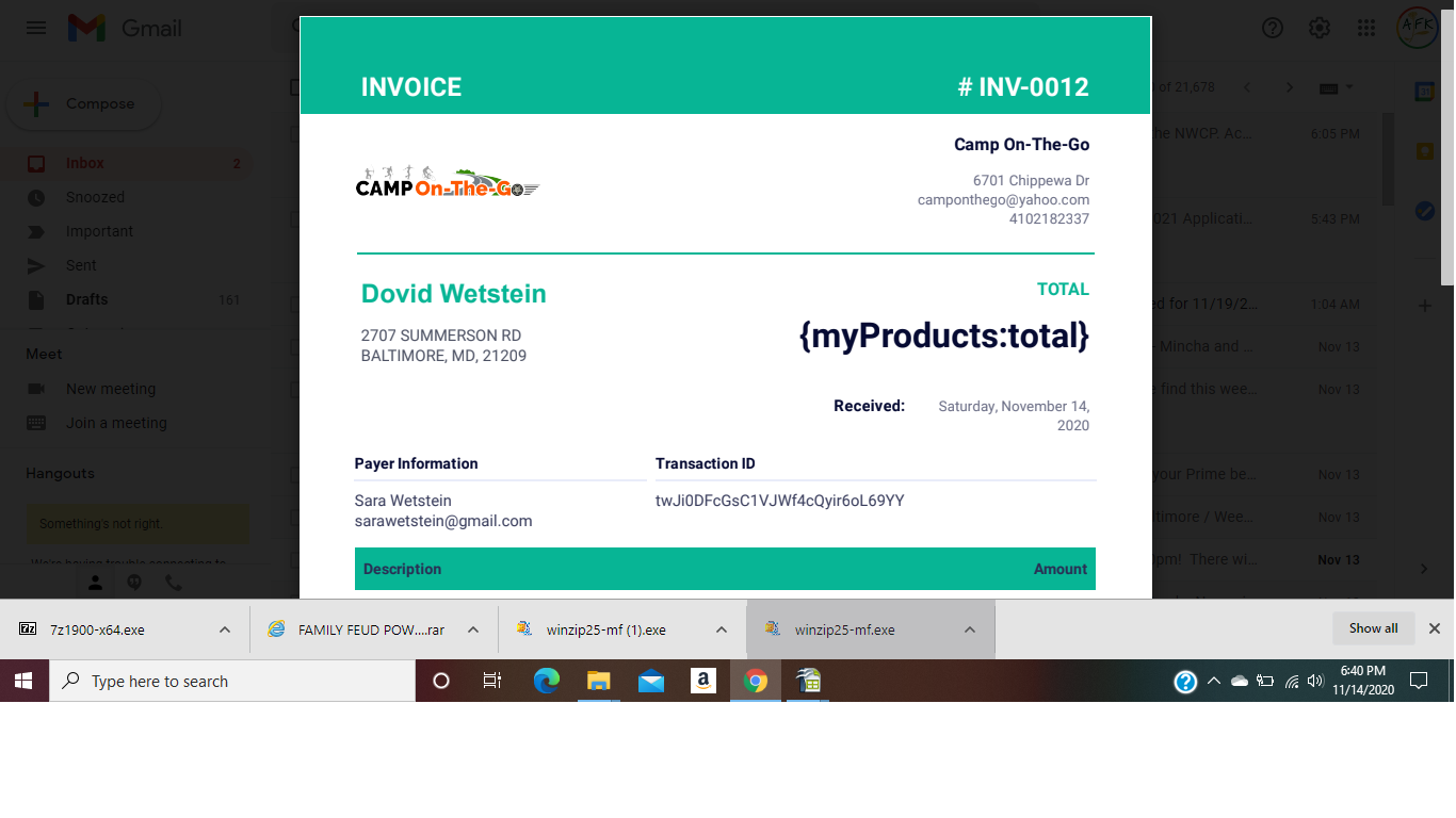 The Invoice shows incorrect product details