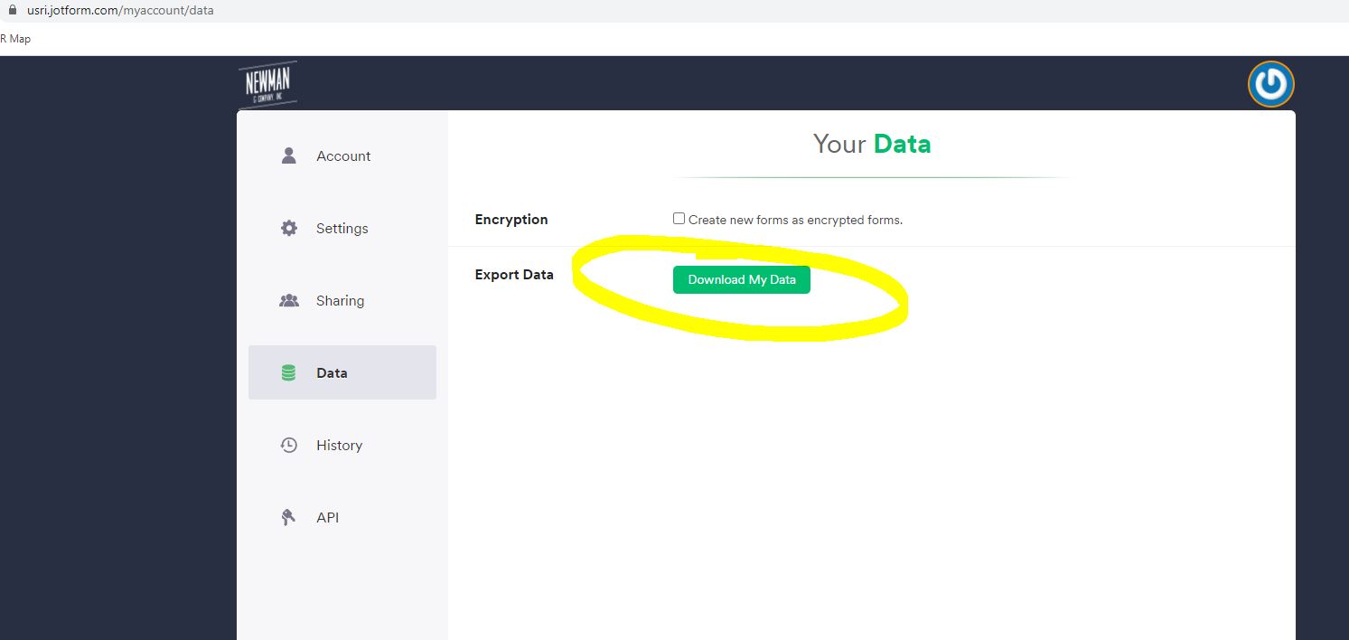 "Download my data" not working
