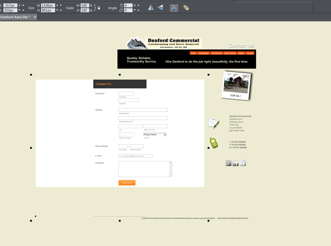 forms not fitting on page in Xara correctly