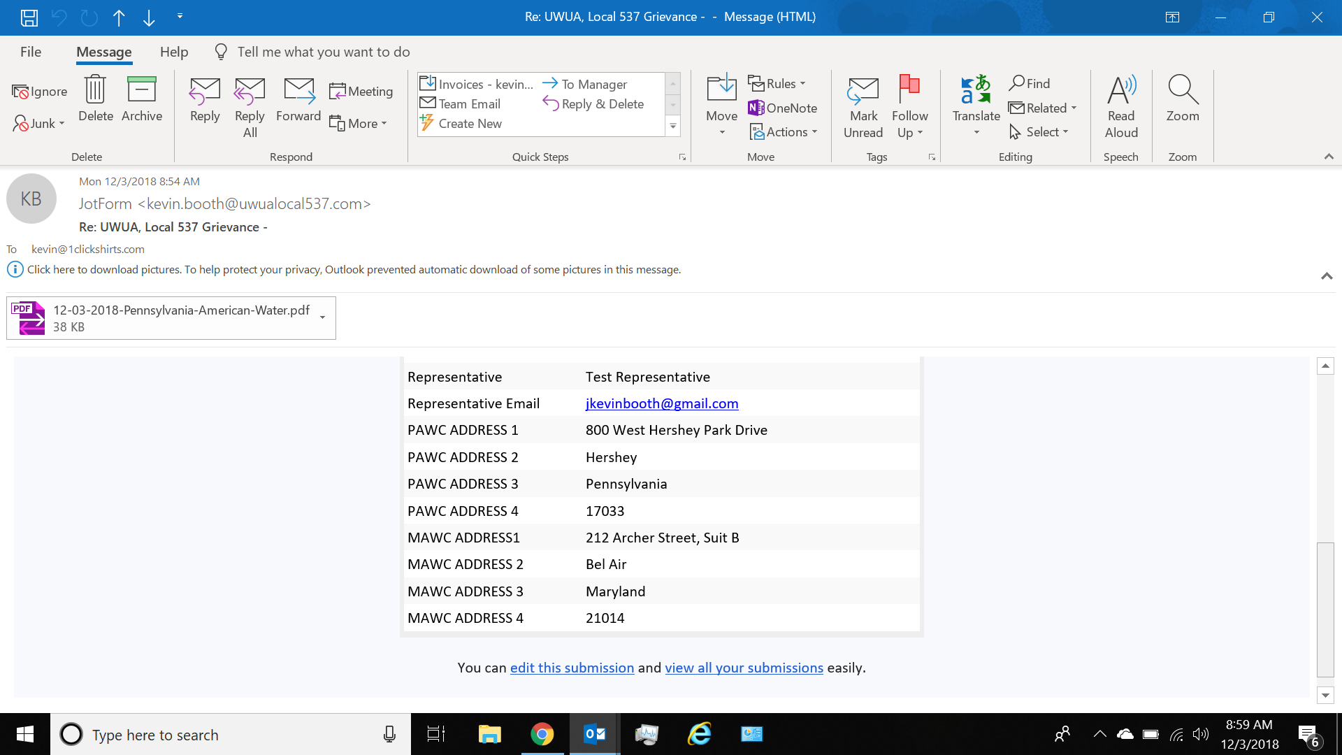 How to remove the Edit message at the bottom of form submission
