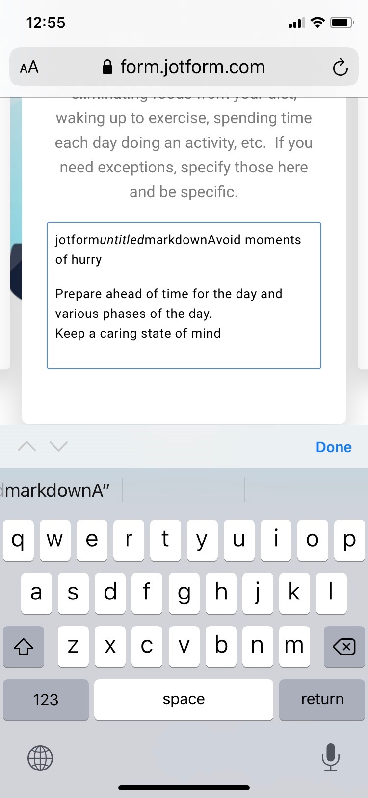 Showing "jotformuntitledmarkdown" message when responders are trying to ...