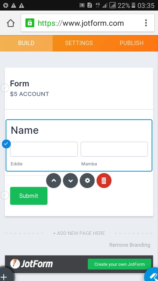 I can't fill the form. The submit button is not working