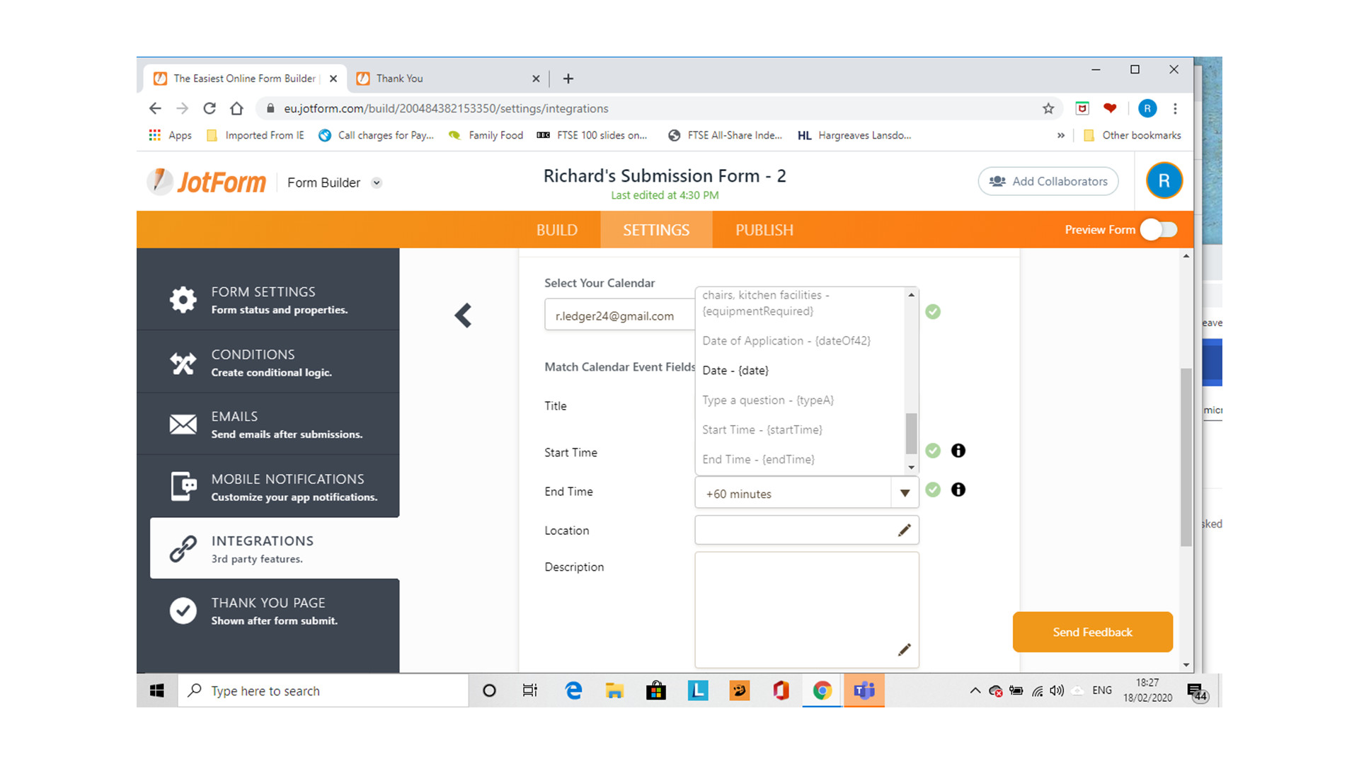 Integration with Google Calendar