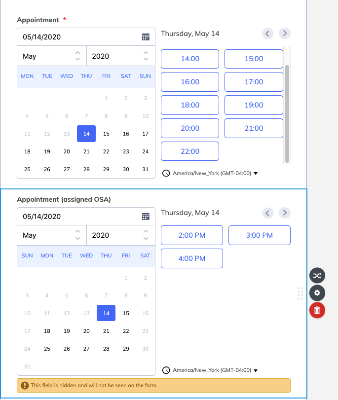 Multiple Appointments widgets