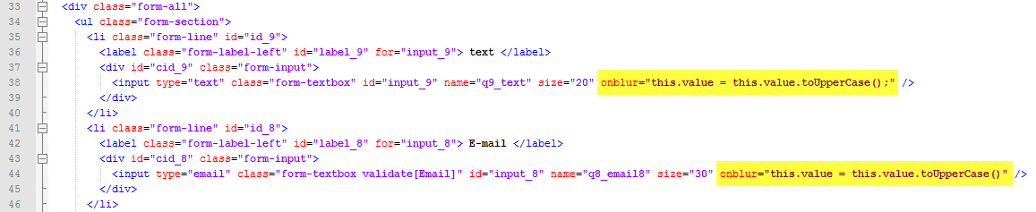 How can I inject the javascript to my form source code?