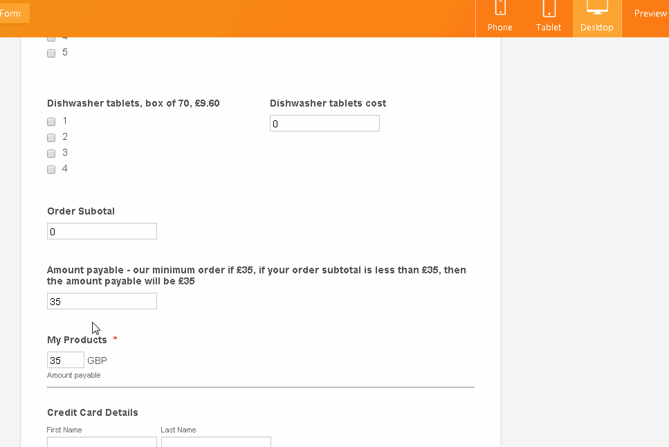 Payments: User defined amount Payments: User defined amount