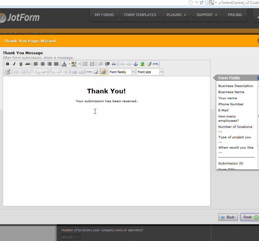 Custom thank you message with graphic