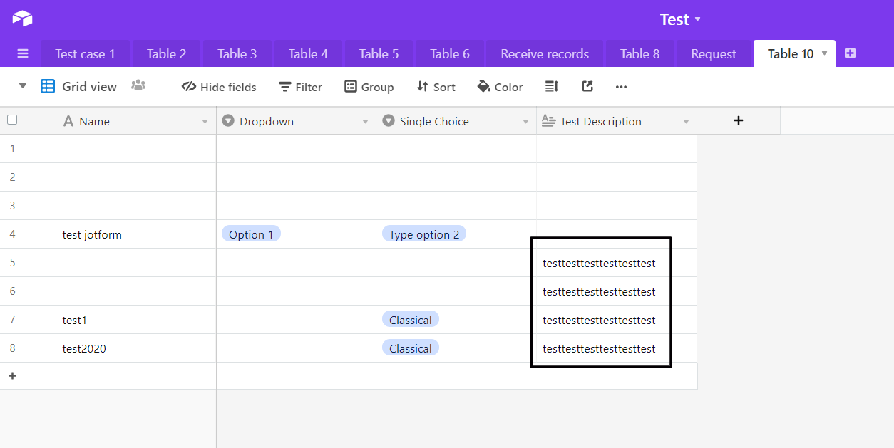 Airtable integration with configurable list and form calculation widget