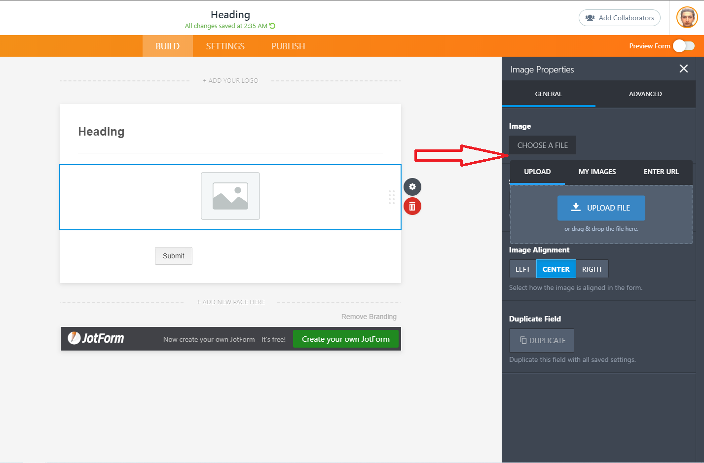 Insert picture in a form