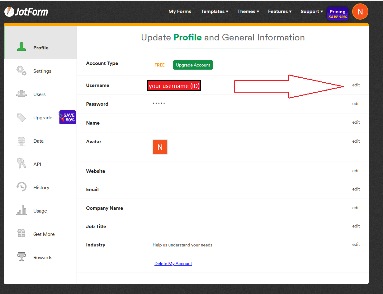 Log in features: use the username and password instead of Google option