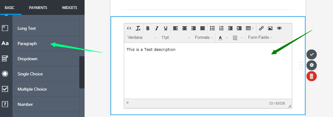 Want to add a box of text description for the form - not question ...