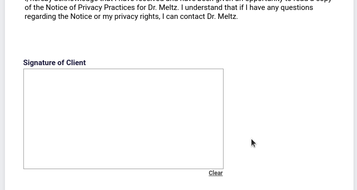 Form does not allow clients to e-sign