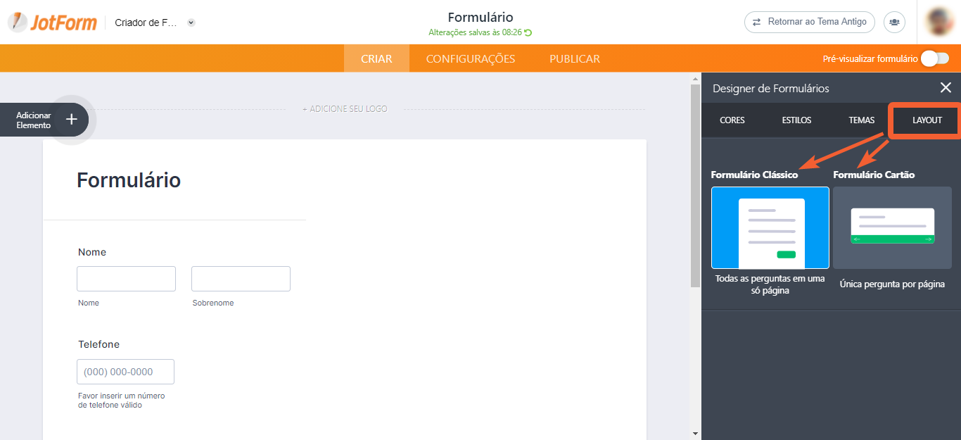 Como Alterar o Layout do Formulário?
