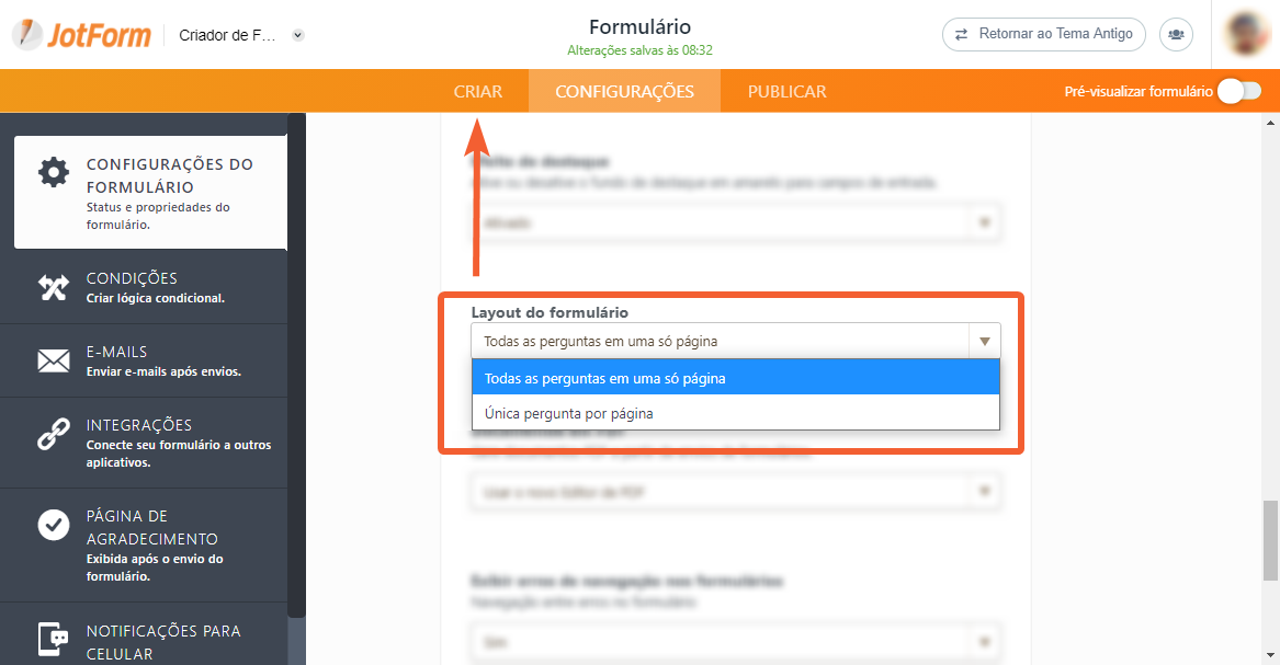 Como Alterar o Layout do Formulário?