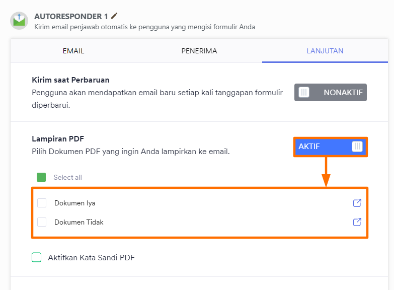 Cara Mengirim Email Dokumen PDF yang Berbeda Berdasarkan Jawaban Pengguna