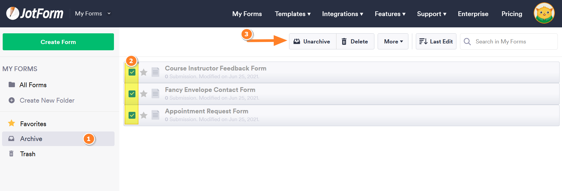 How to Archive a Form?