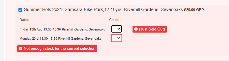 How to tell customers that a stock is sold out?