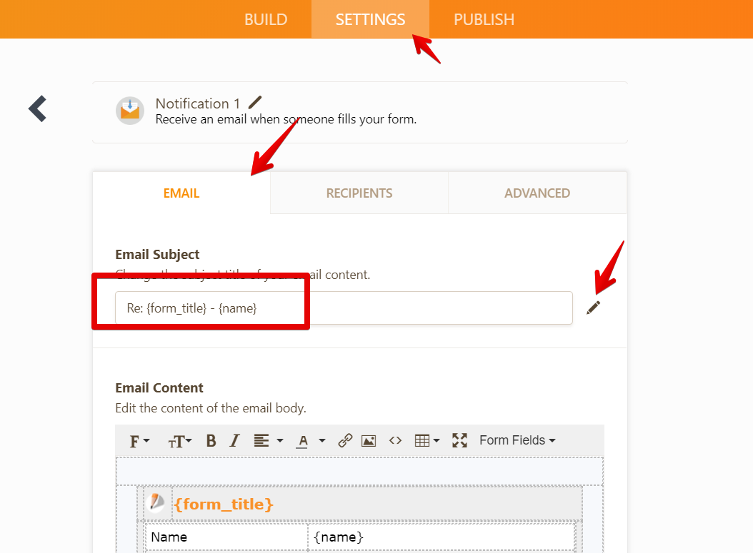 set e-mail header