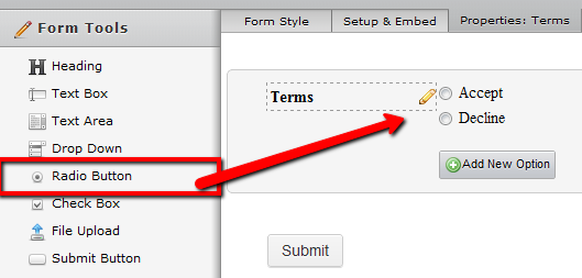 Accept Reject Button