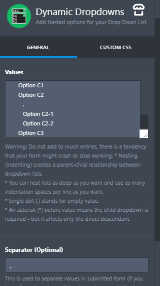 Dependent Dropdown-List Values