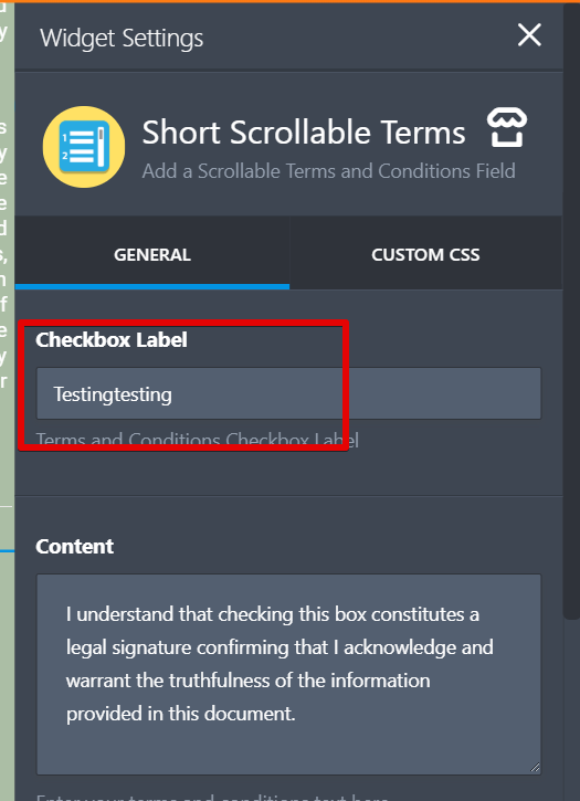 Changing the Formatting and Text of the Short Scrollable Terms Widget