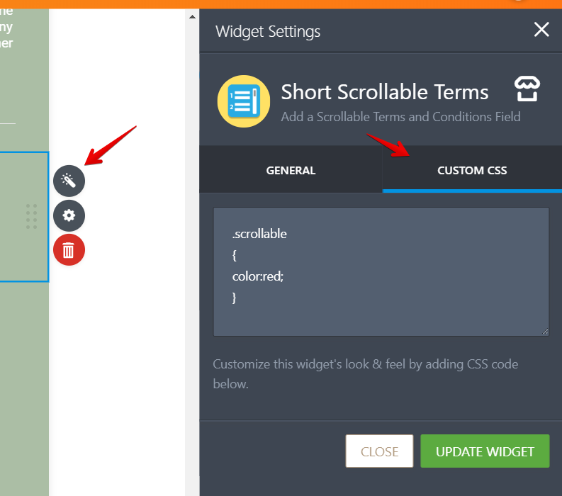 Changing the Formatting and Text of the Short Scrollable Terms Widget