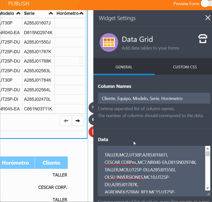 Can I access a list with several names of the same unique code and show