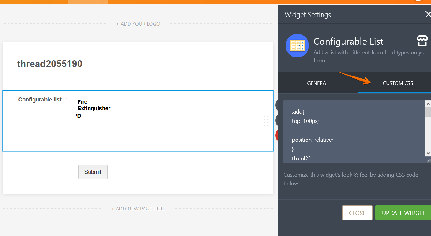 How to set a line break in static field type?